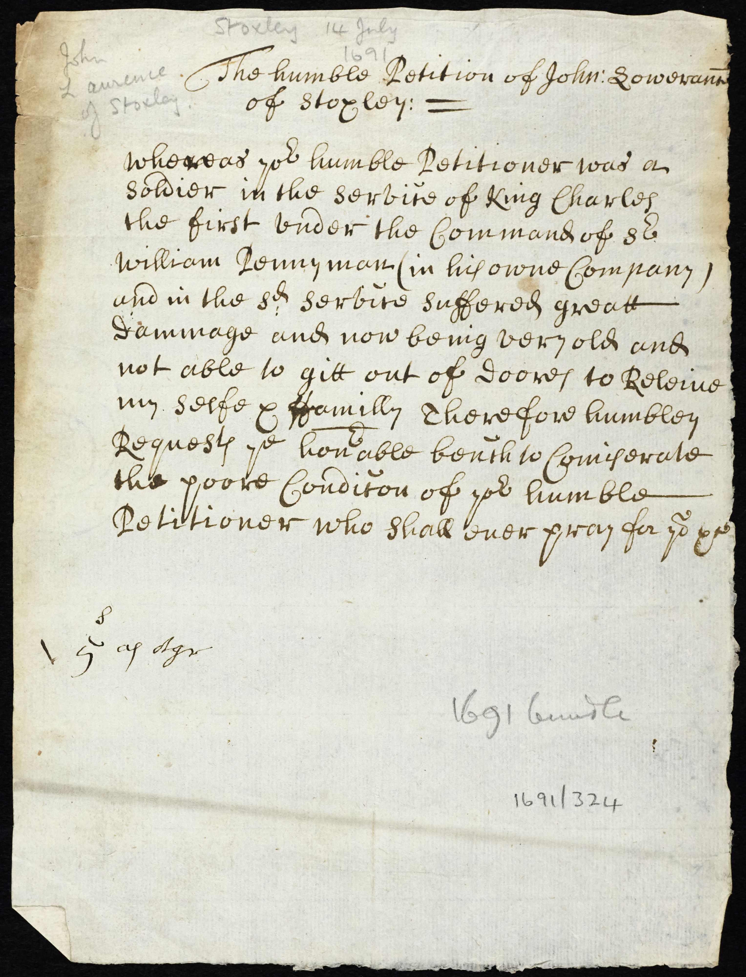 The petition of John Lowerance of Stokesley, North Riding of Yorkshire ...