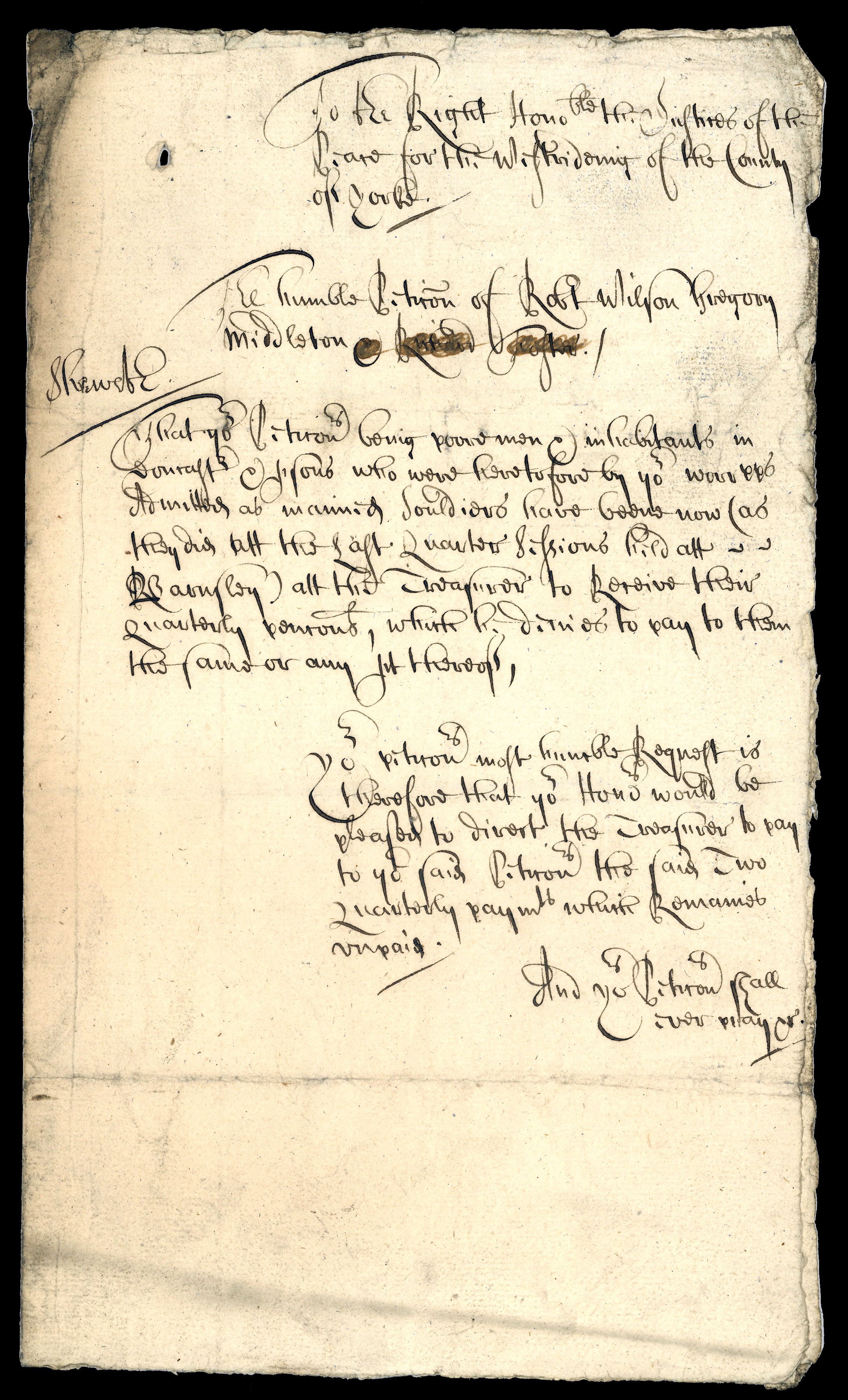 The petition of Robert Wilson and Gregory Middleton of Doncaster, West ...