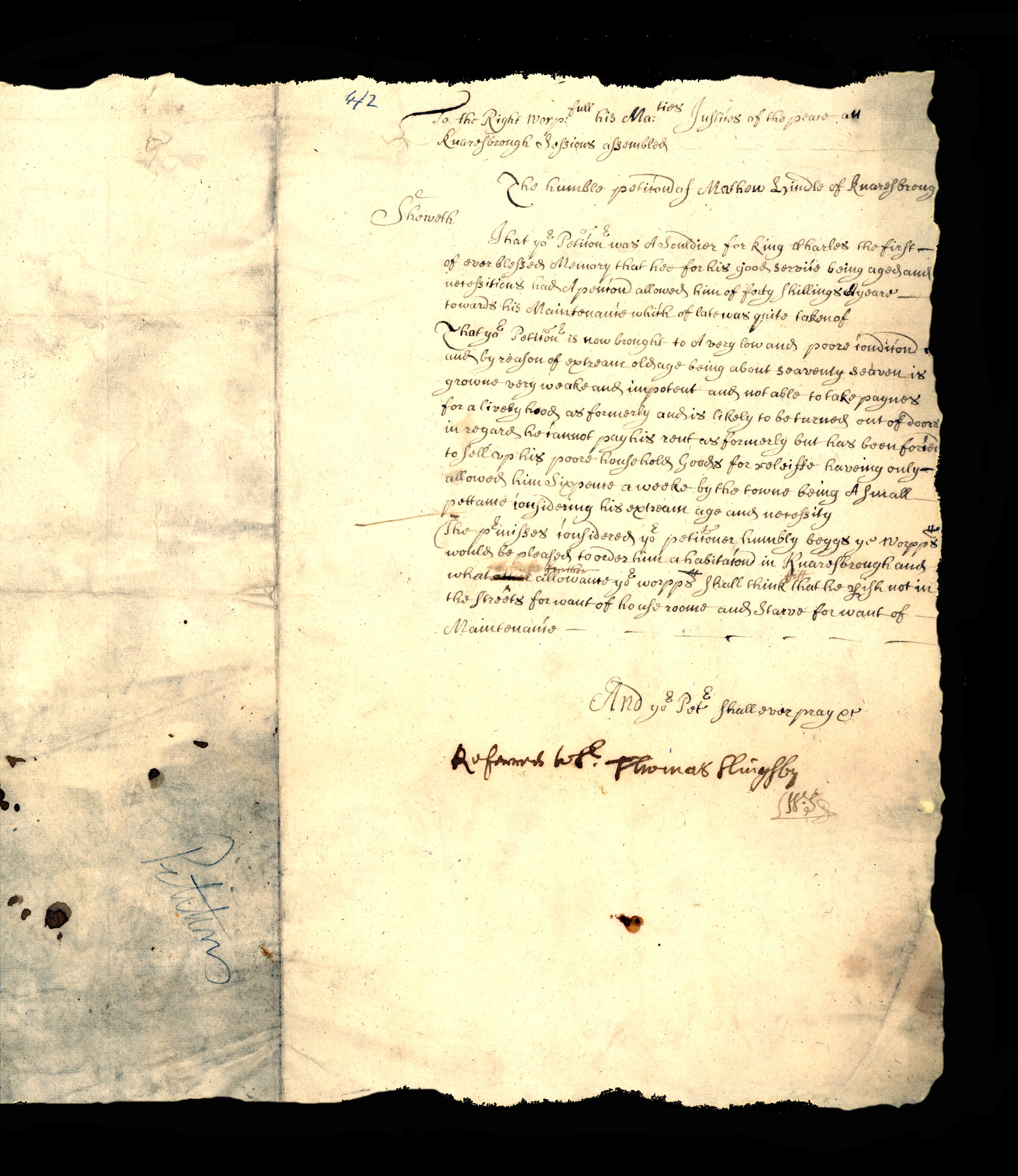 The petition of Matthew Hindle of Knaresborough, West Riding of ...