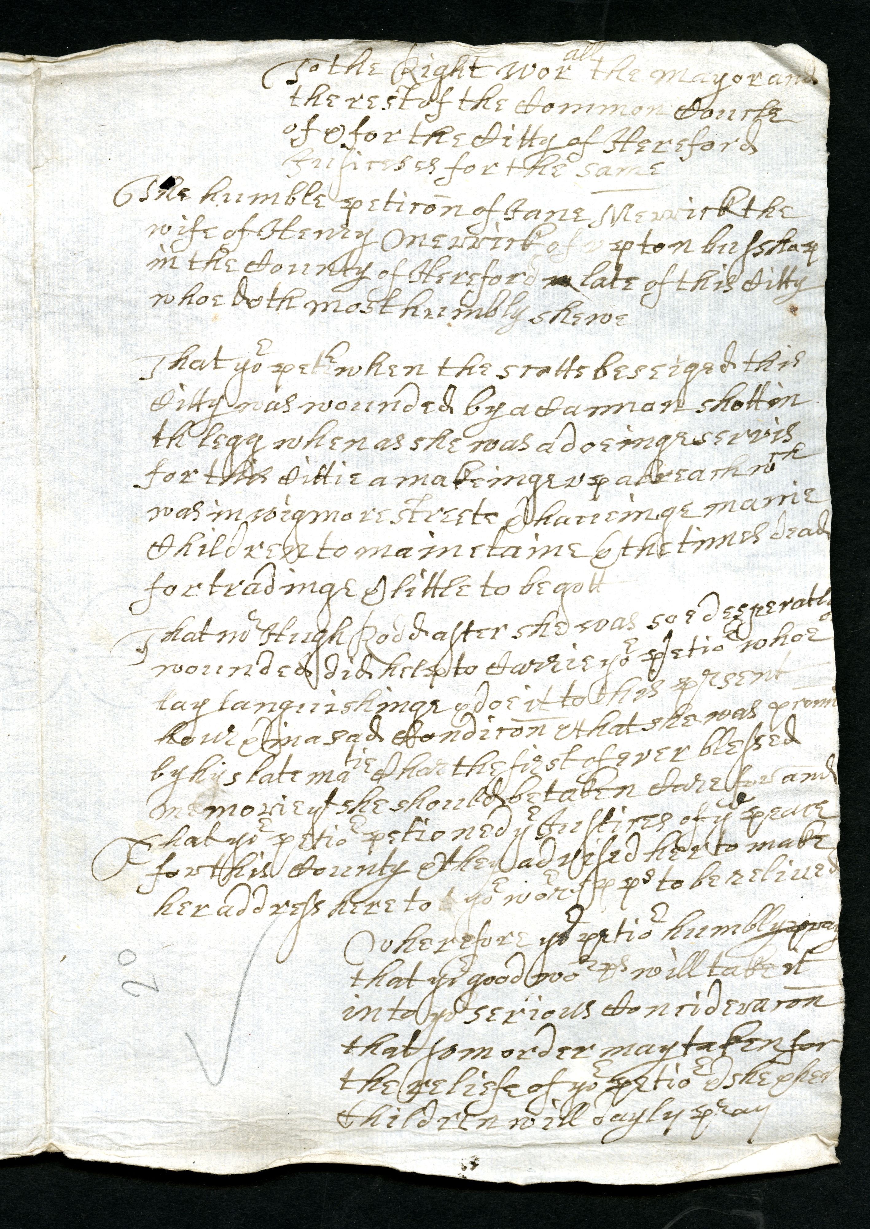 The petition of Jane Merrick of Upton Bishop, Herefordshire, 1661 to ...