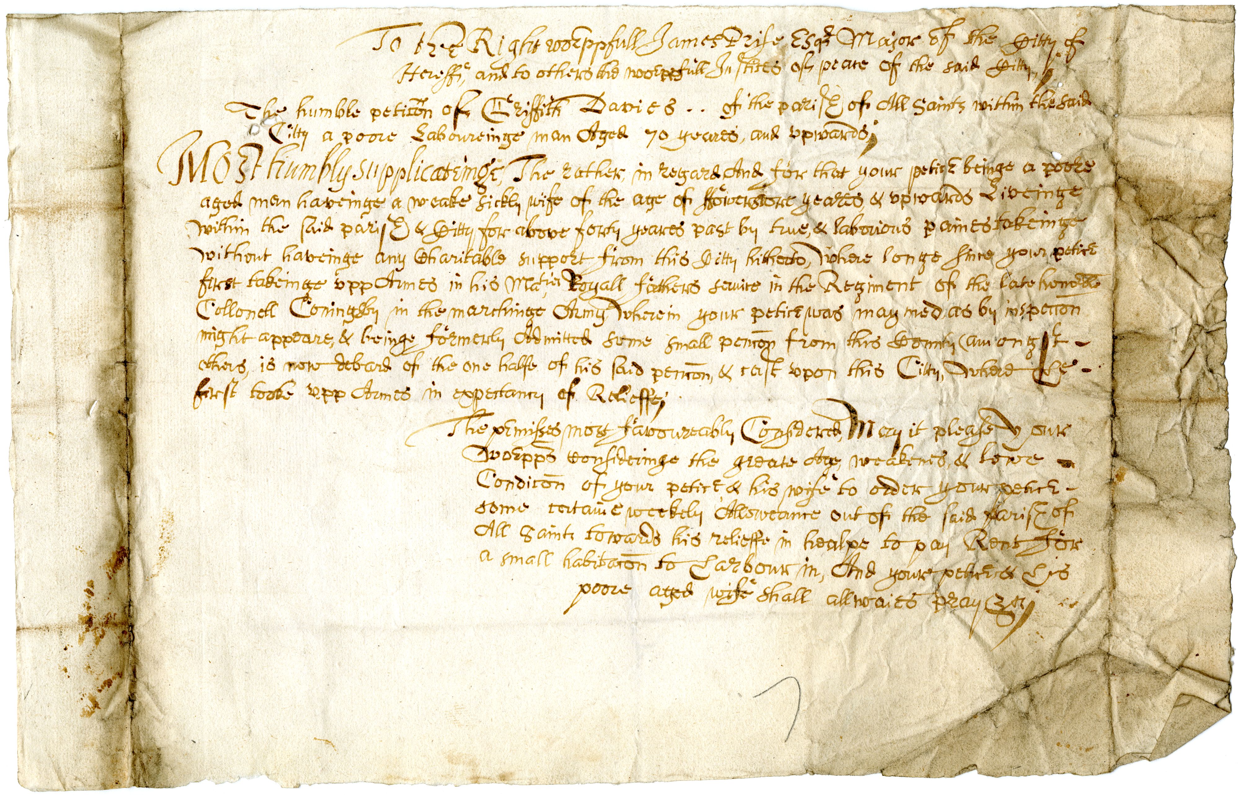 The petition of Griffith Davies of Hereford (All Saints Parish ...