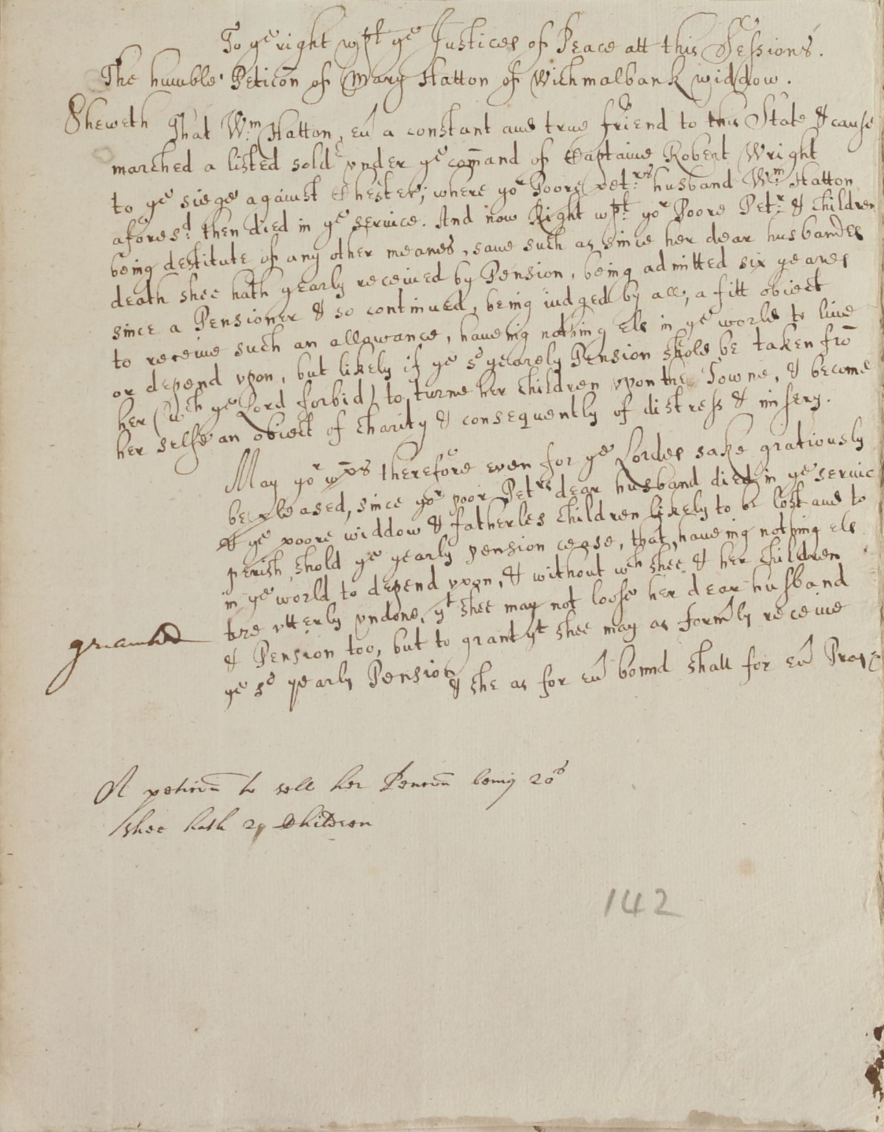 The petition of Mary Hatton of Nantwich, Cheshire, Trinity 1651 · Civil ...