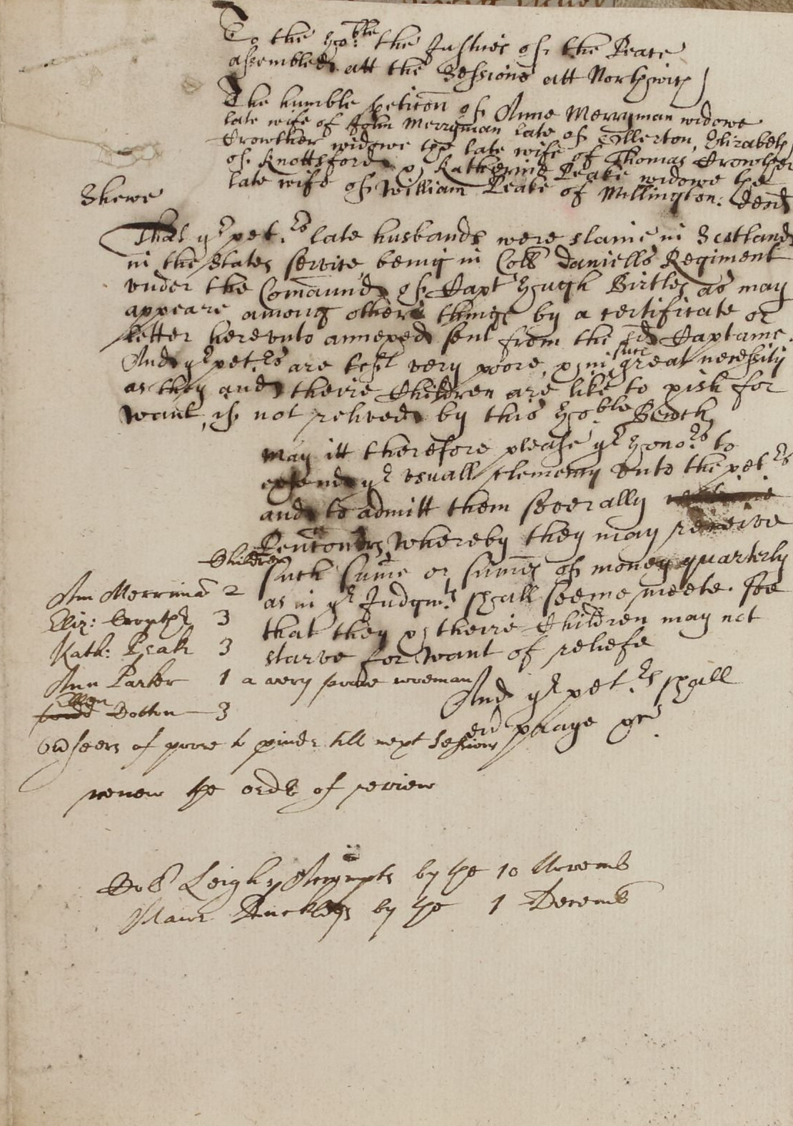 The petition of Anne Merriman, Elizabeth Crowther, and Katherine Peake ...