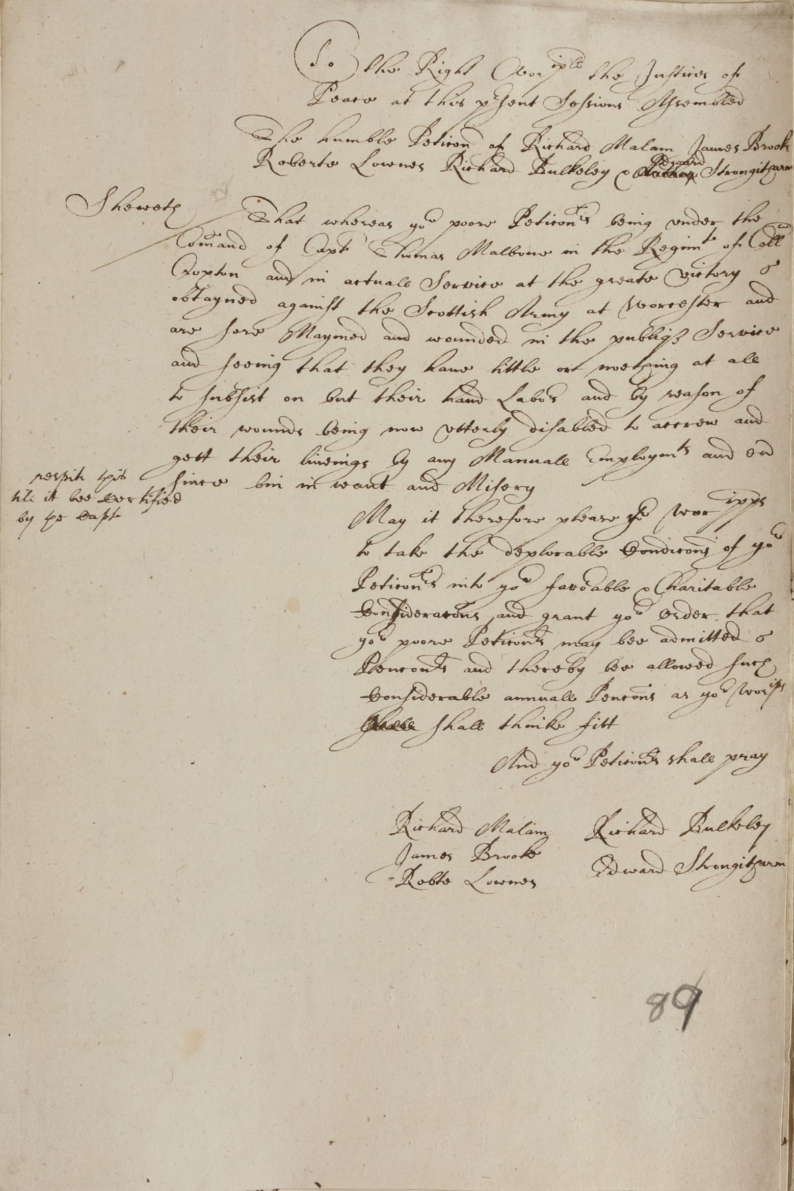 The petition of Richard Malam of Austerton, Cheshire; James Brooke of ...