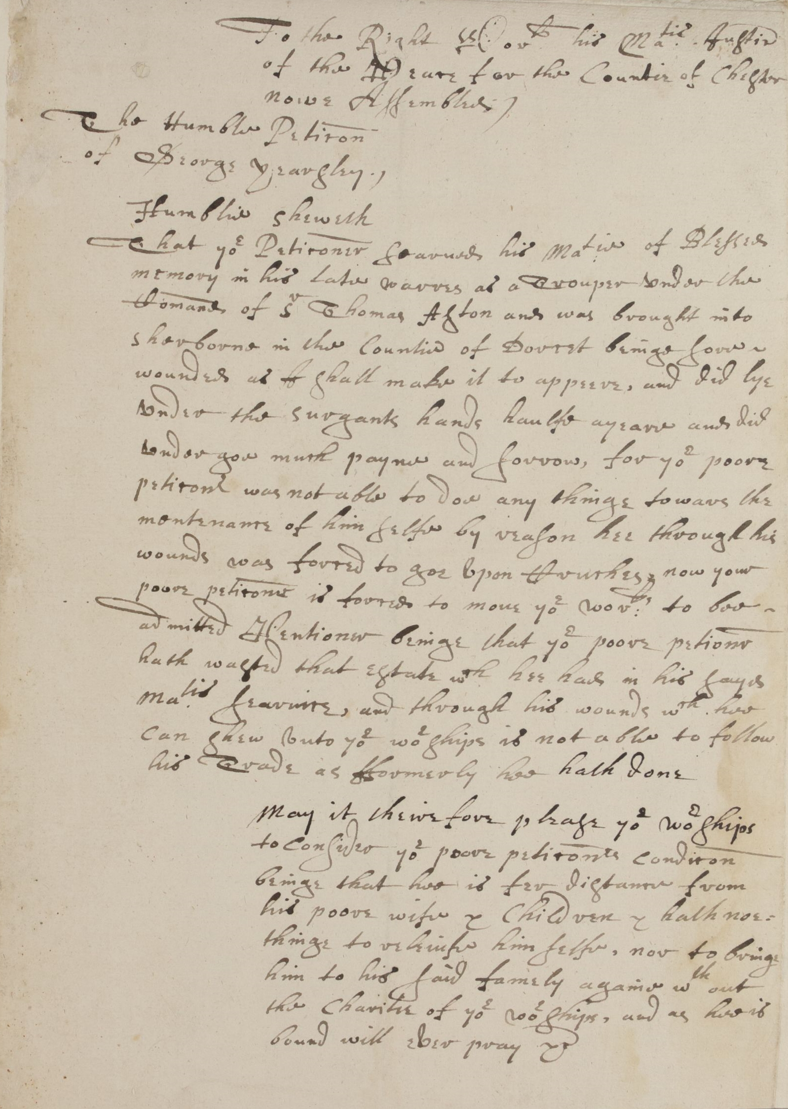 The petition of George Yearsley of Eddisbury Hundred, Cheshire ...