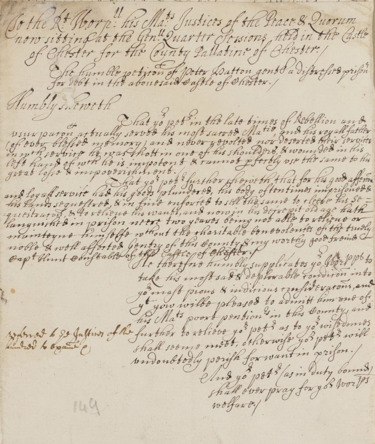 The petition of Peter Hatton of Hatton, Cheshire, Epiphany 1664 · Civil ...