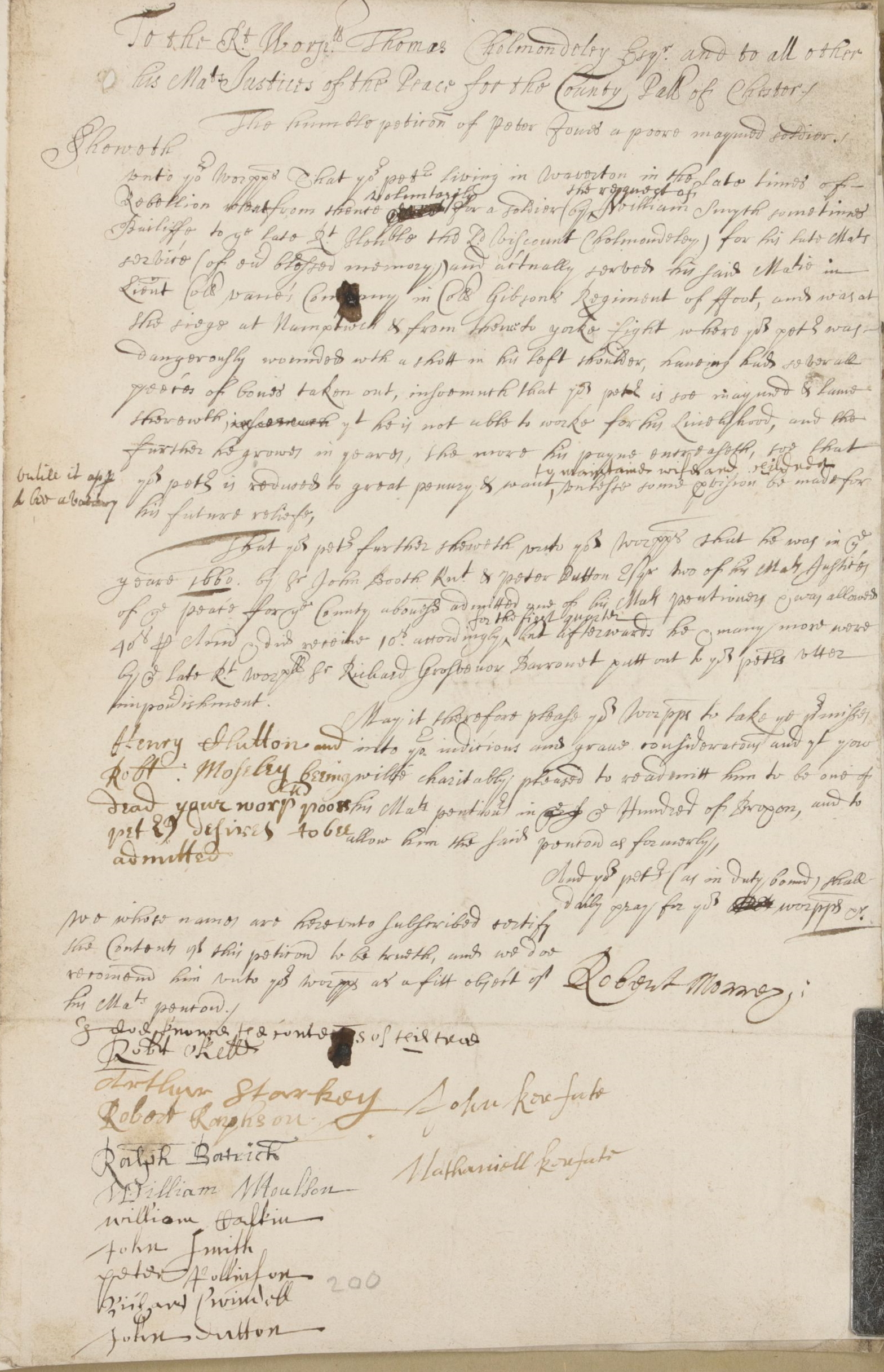 The petition of Peter Jones of Waverton, Cheshire, Easter 1670 · Civil ...