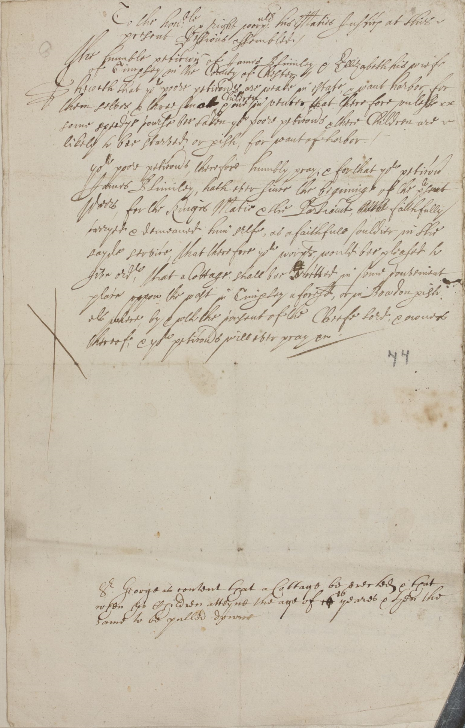 The petition of James and Elizabeth Bliniley of Timperley, Cheshire ...