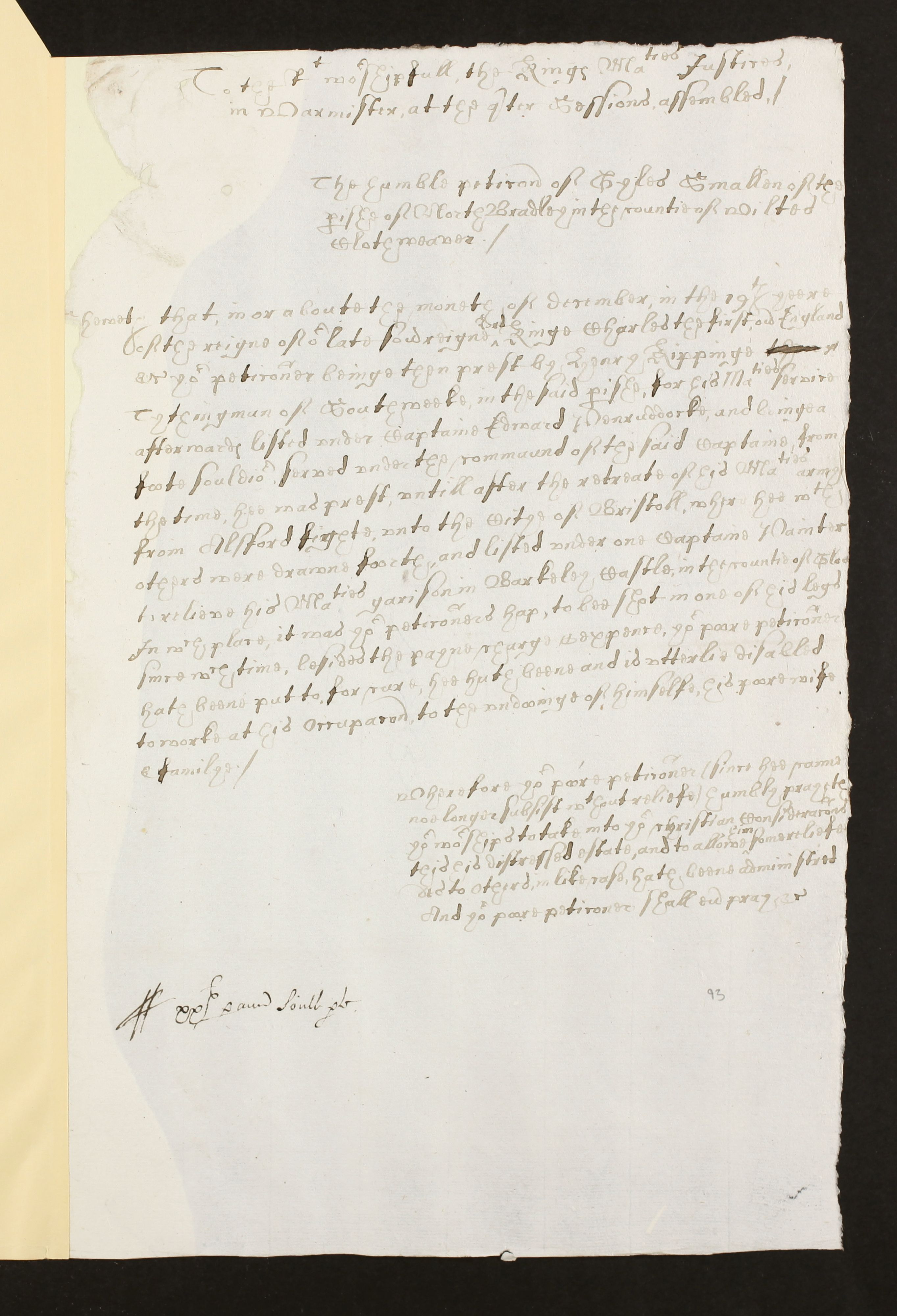 The petition of Gyles Smallen of North Bradley, Wiltshire, Trinity 1661 ...