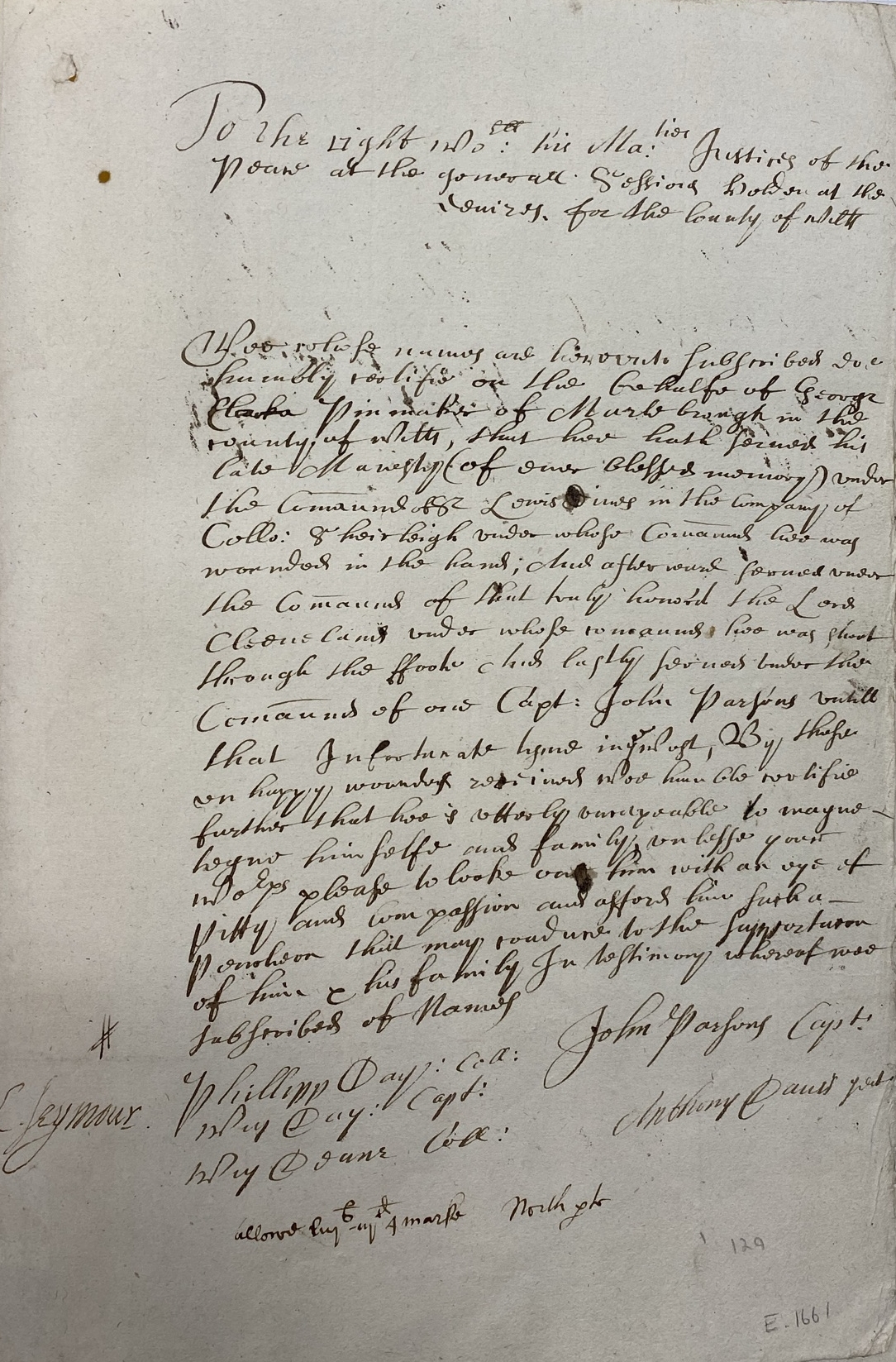 The certificate for George Clarke of Marlborough, Wiltshire, Easter ...