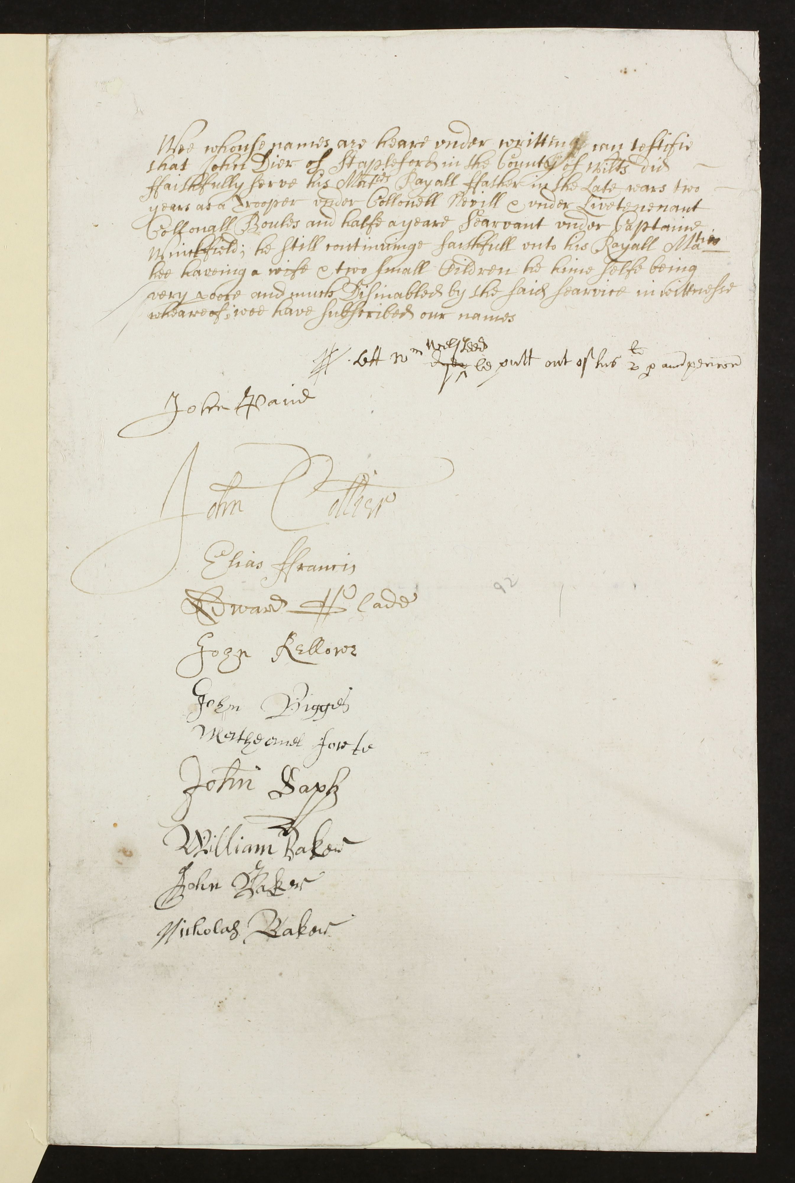 The certificate for John Dier of Stapleford, Wiltshire, Trinity 1666 ...