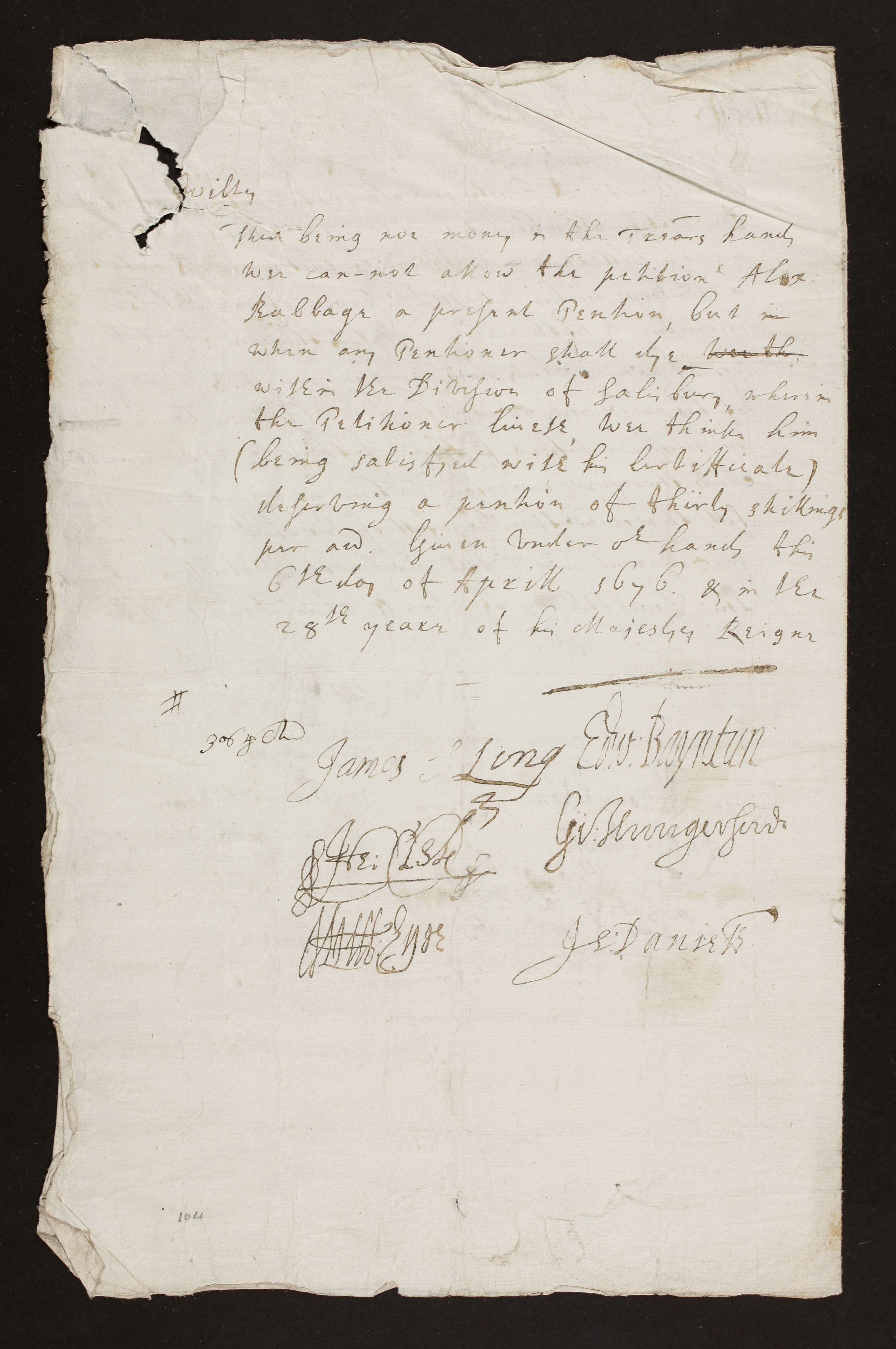 The certificate for Alexander Babbage of Alton Barnes, Wiltshire, 6 ...