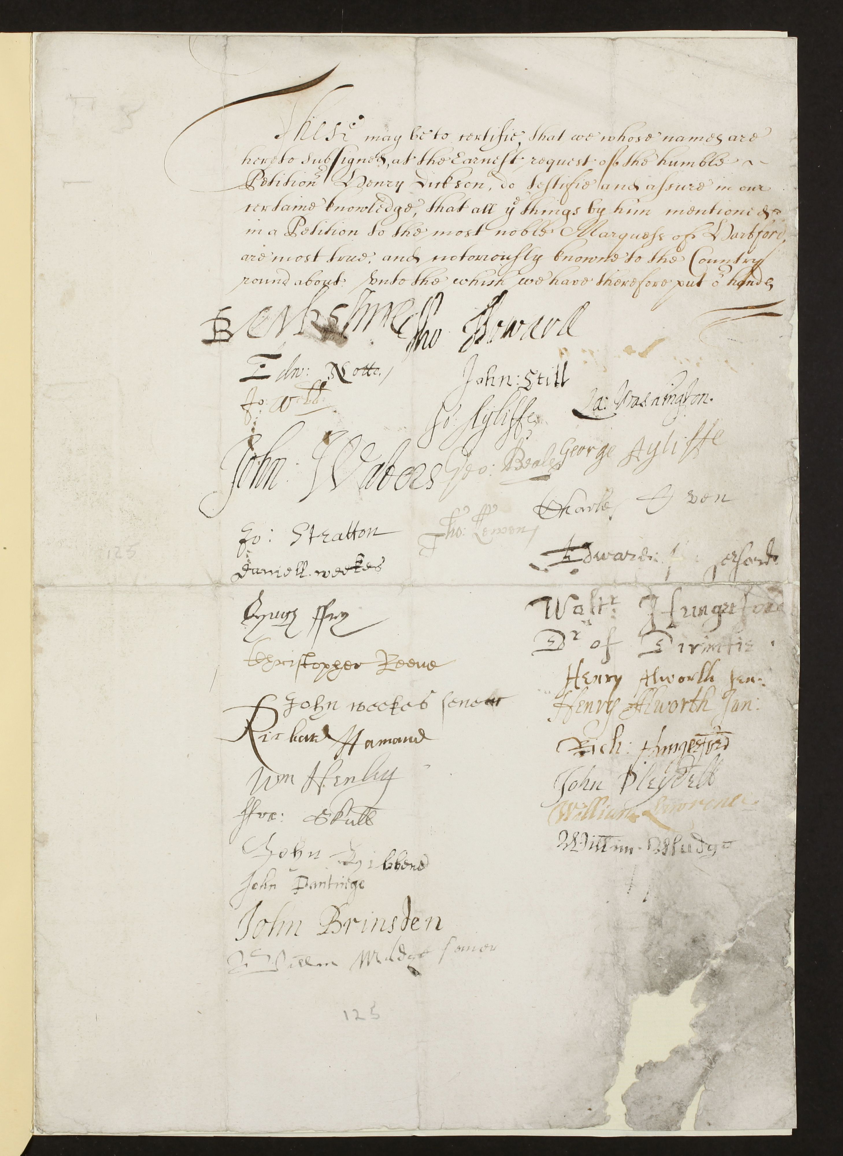The certificate for Henry Dickson of Brinkworth, Wiltshire, Michaelmas ...