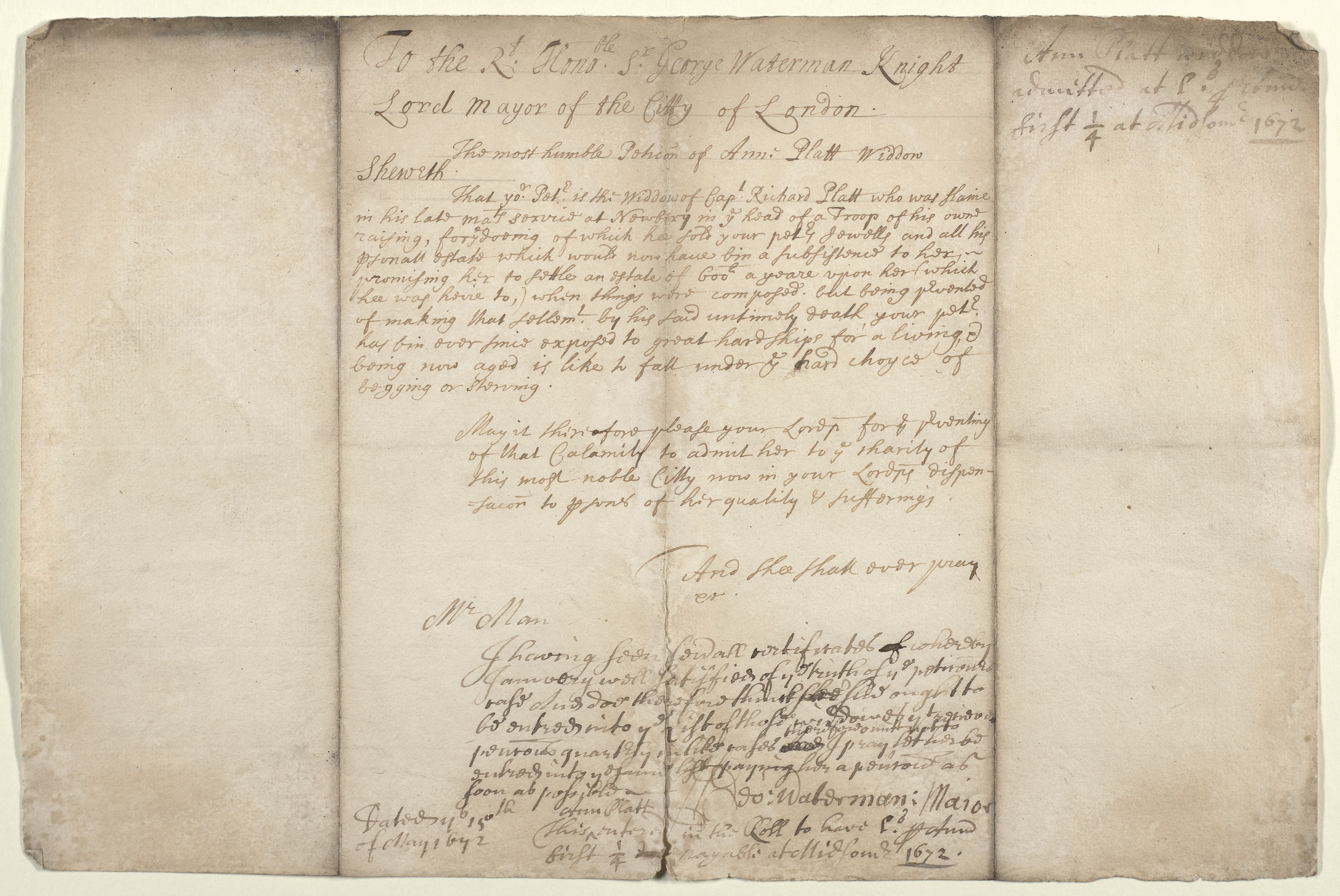 The petition of Anne Platt, City of London, 15 May 1672 · Civil War ...