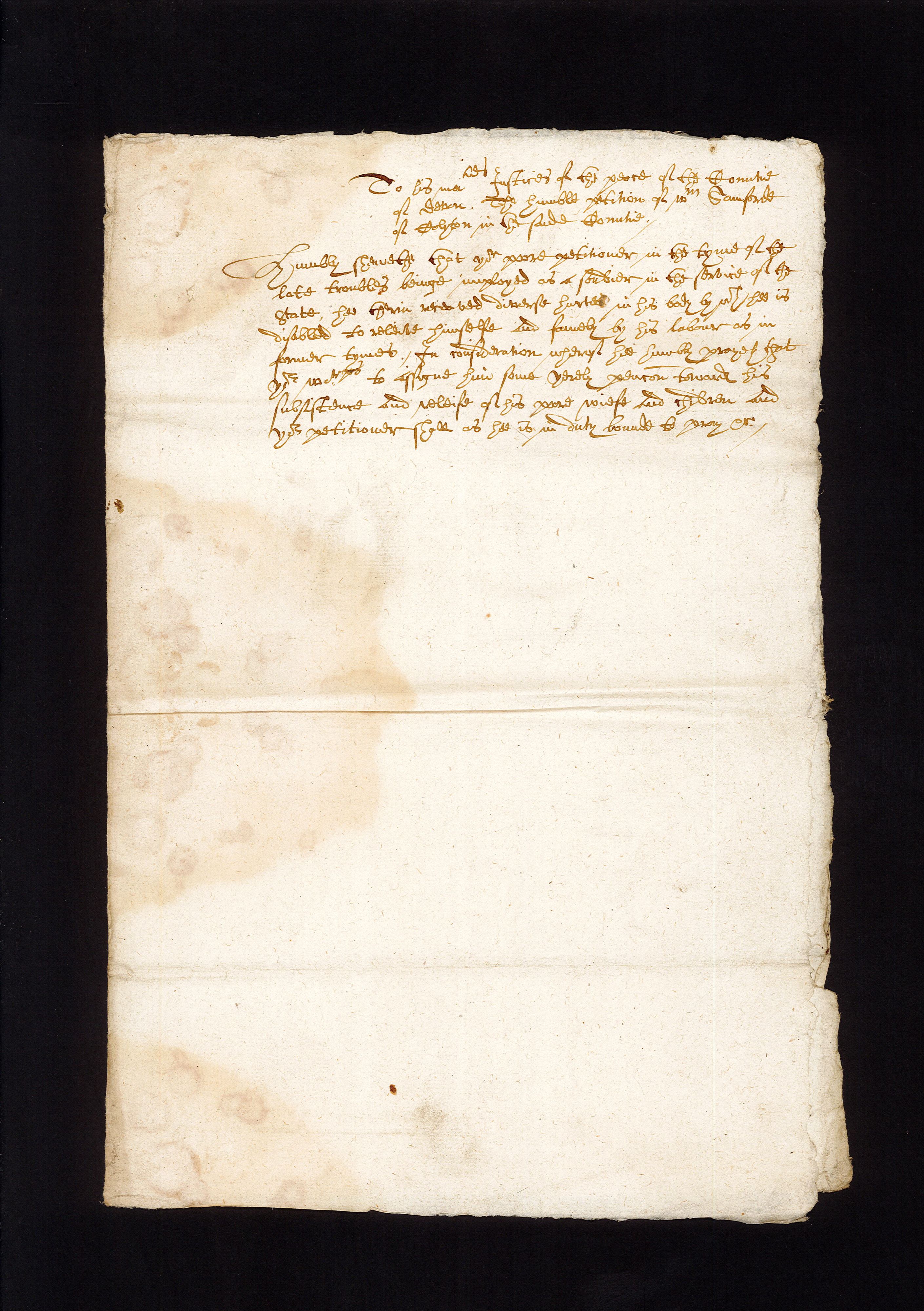 The petition of William Samforde of Colyton, Devon, Epiphany 1648 ...
