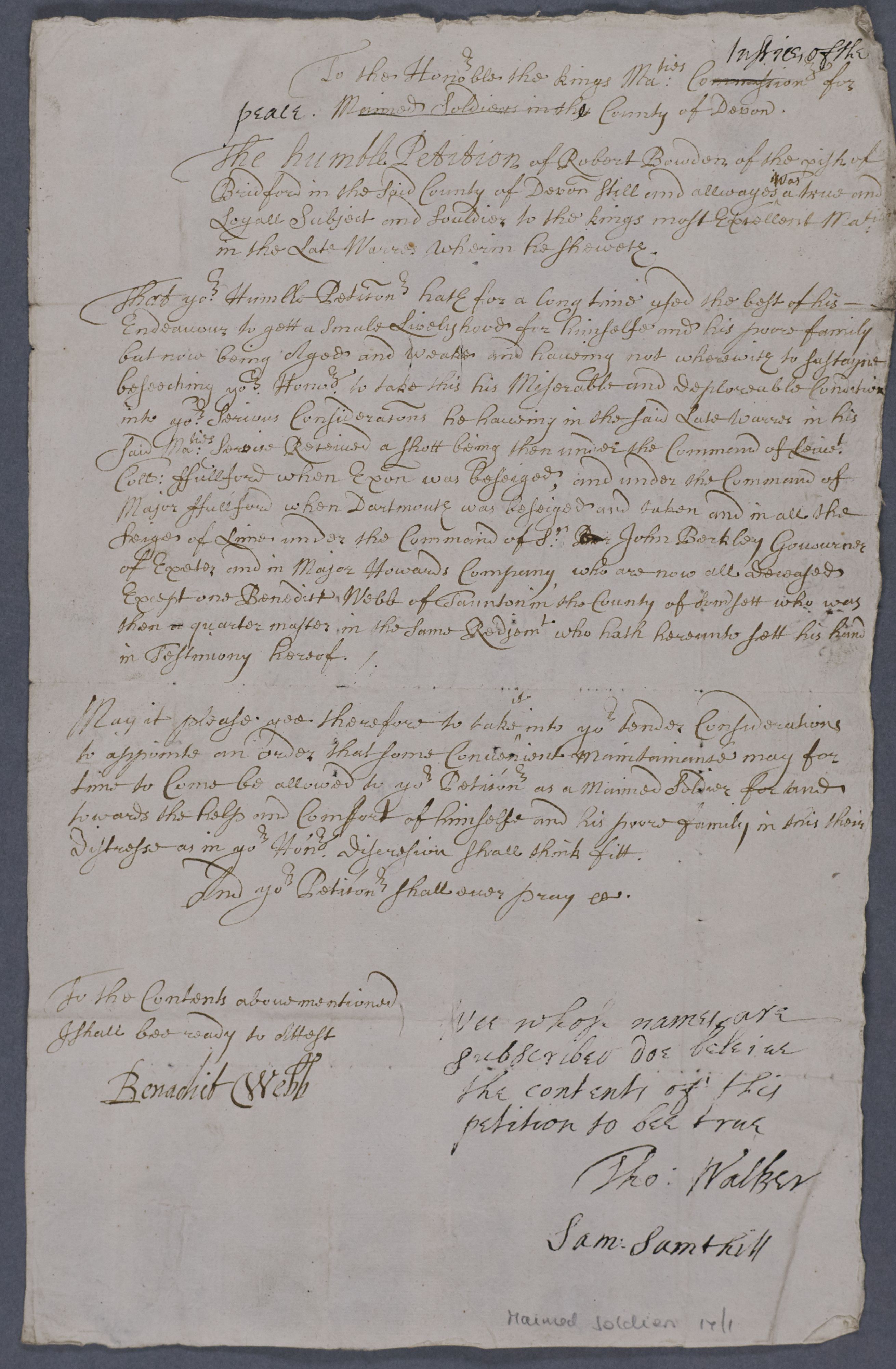 The petition of Robert Bowden of Bridford, Devon, Easter 1679 · Civil ...
