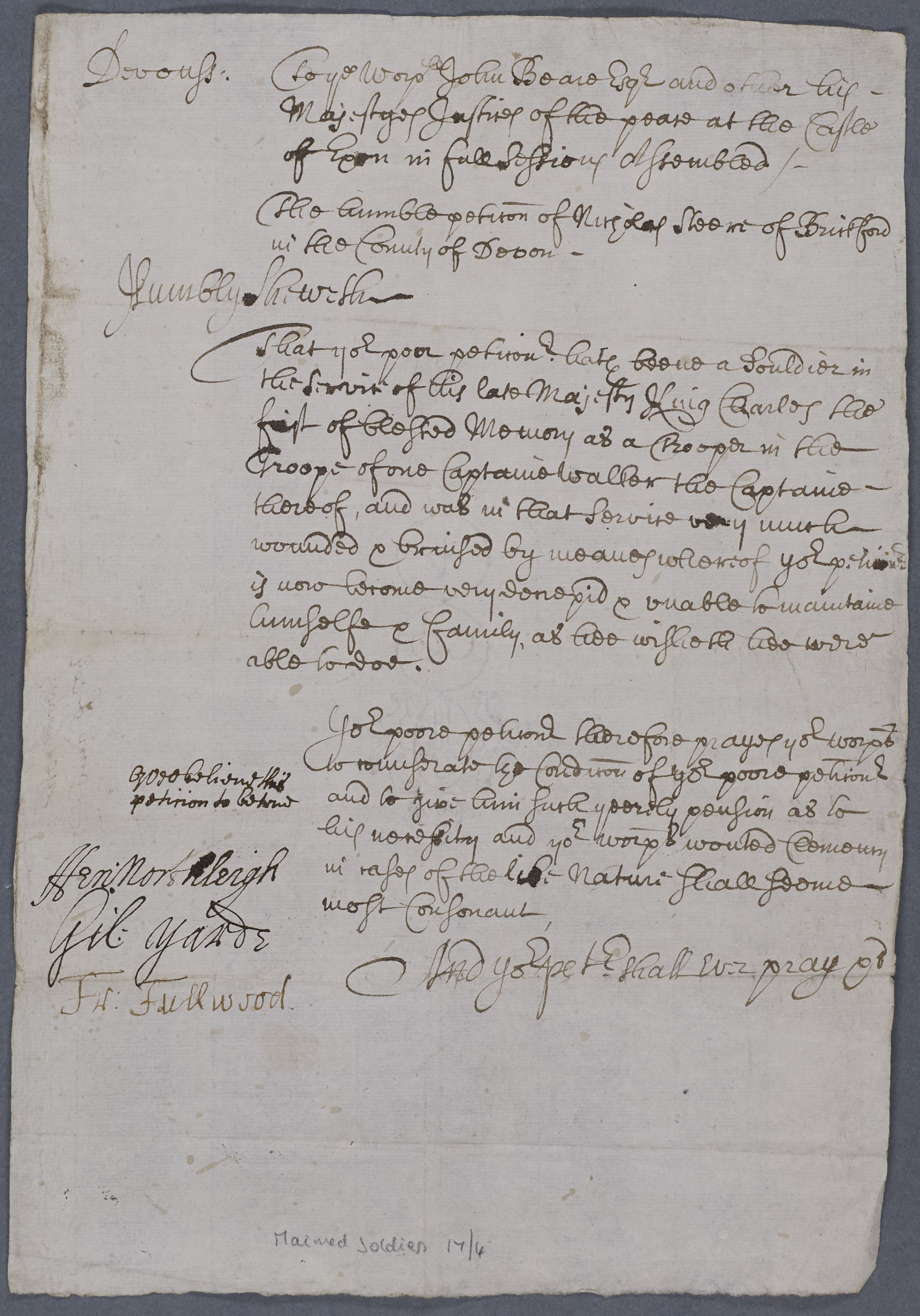 The petition of Nicholas Steere of Bridford, Devon, 1686 · Civil War ...