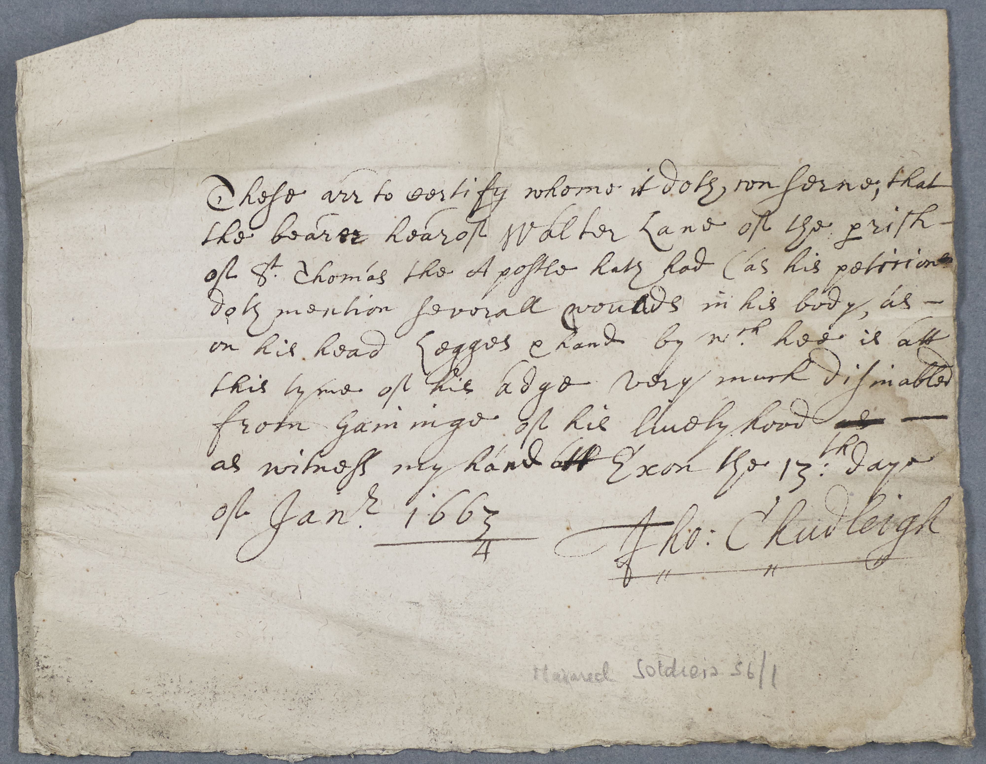 The certificate for Walter Lane of Exeter (St Thomas the Apostle Parish ...
