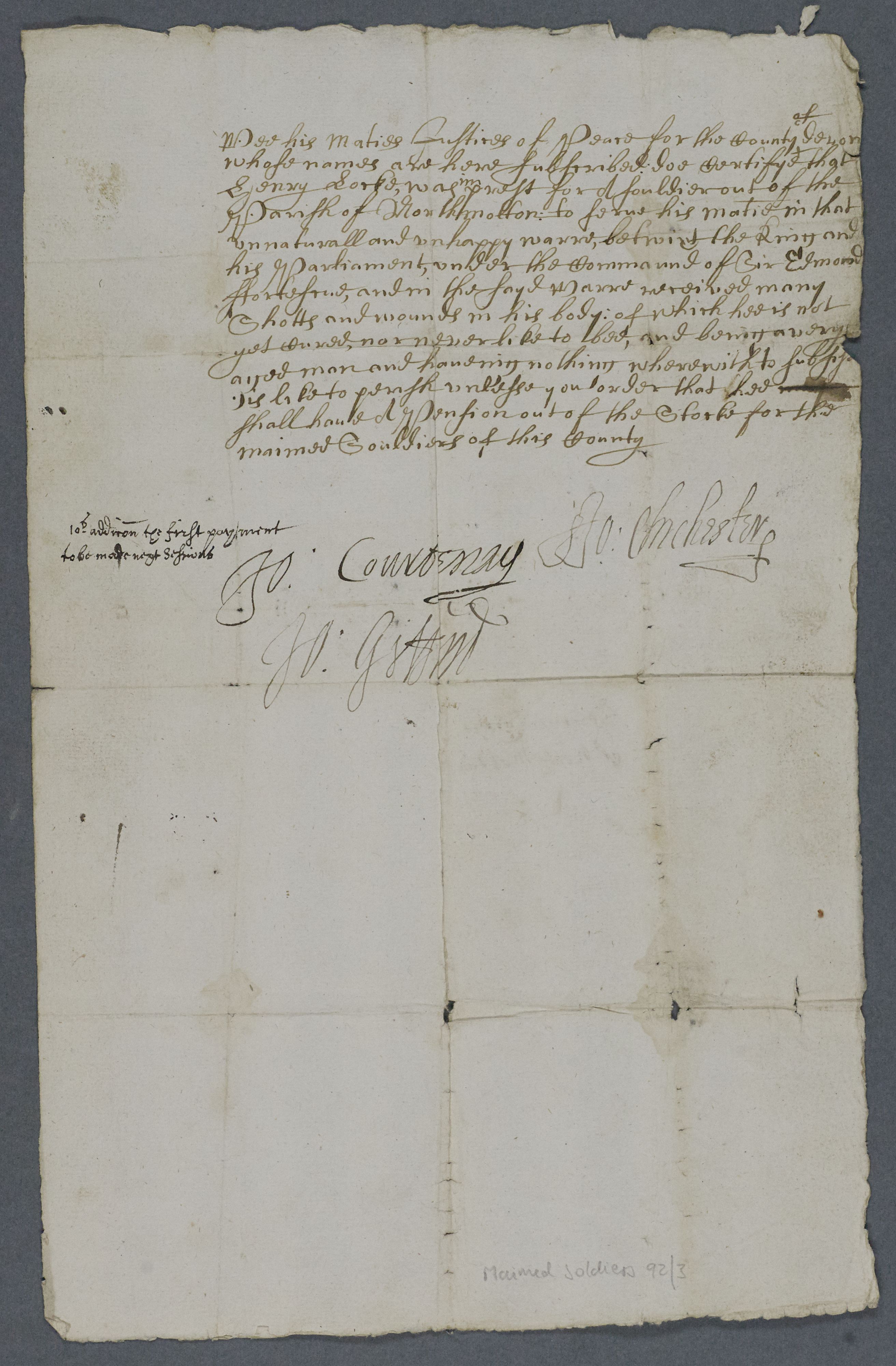 The certificate for Henry Locke of North Molton, Devon, 1663 · Civil ...