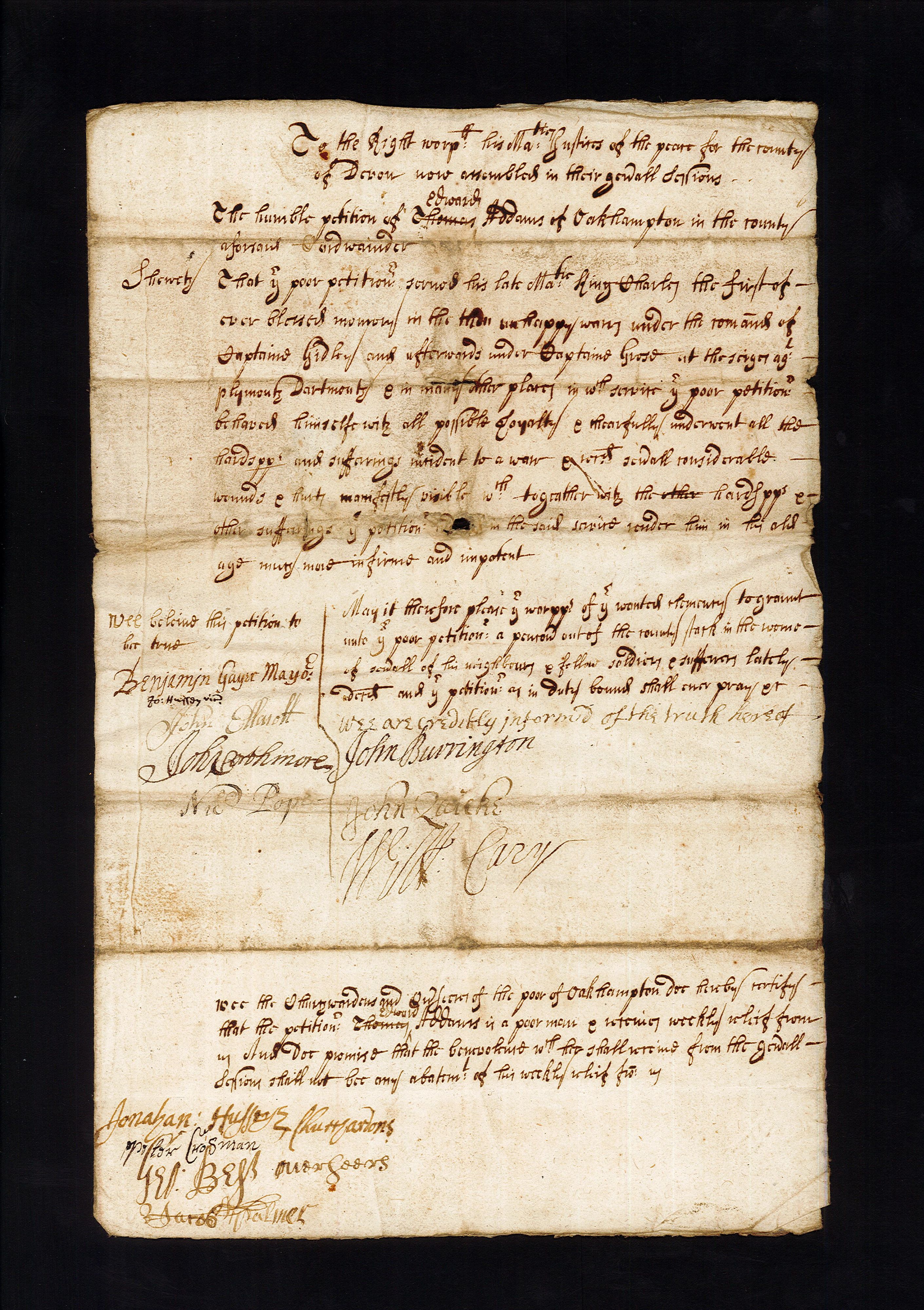 The petition of Edward Addams of Okehampton, Devon, 1696 · Civil War ...