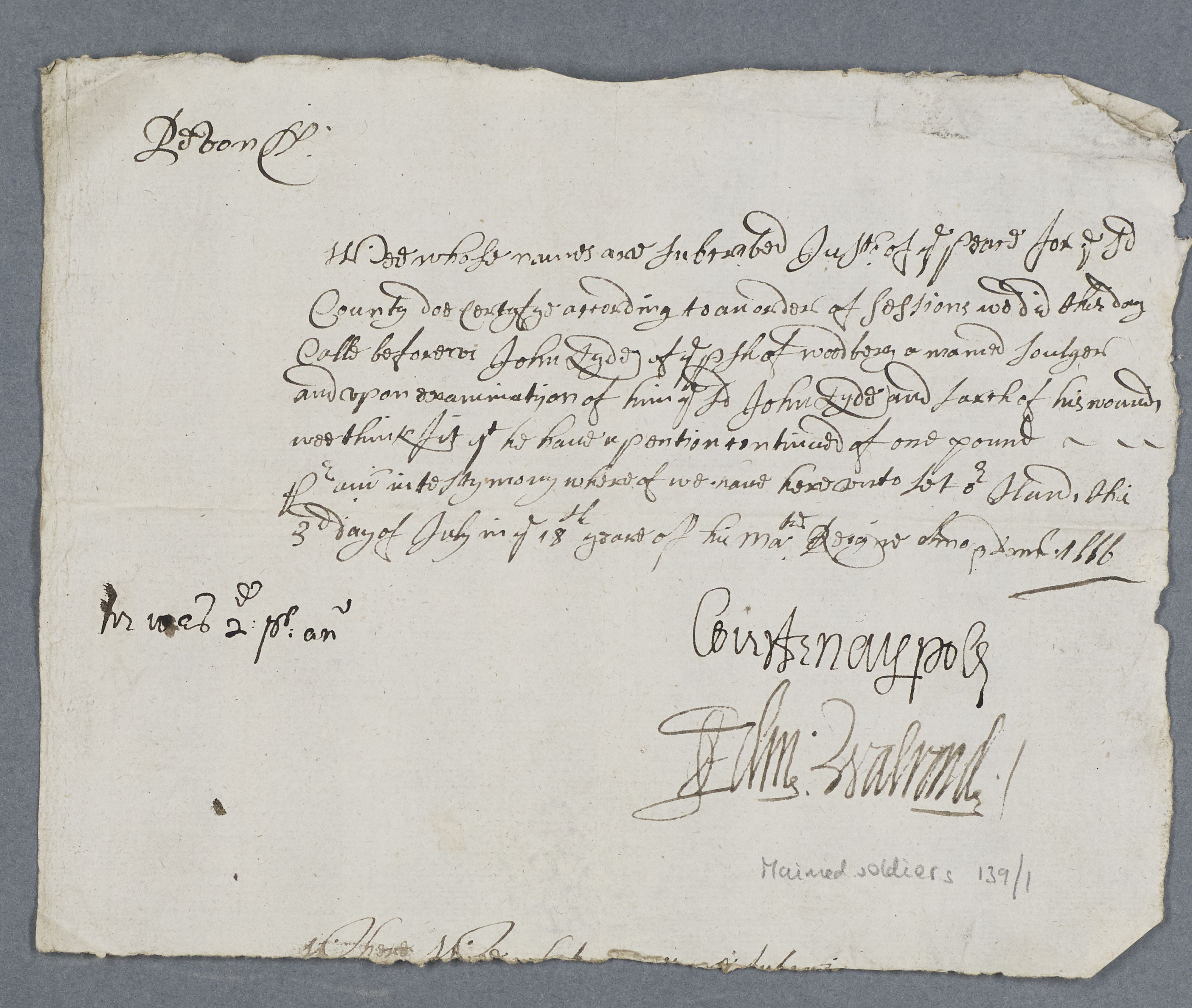 The certificate for John Lyde of Woodbury, Devon, 3 July 1666 · Civil ...