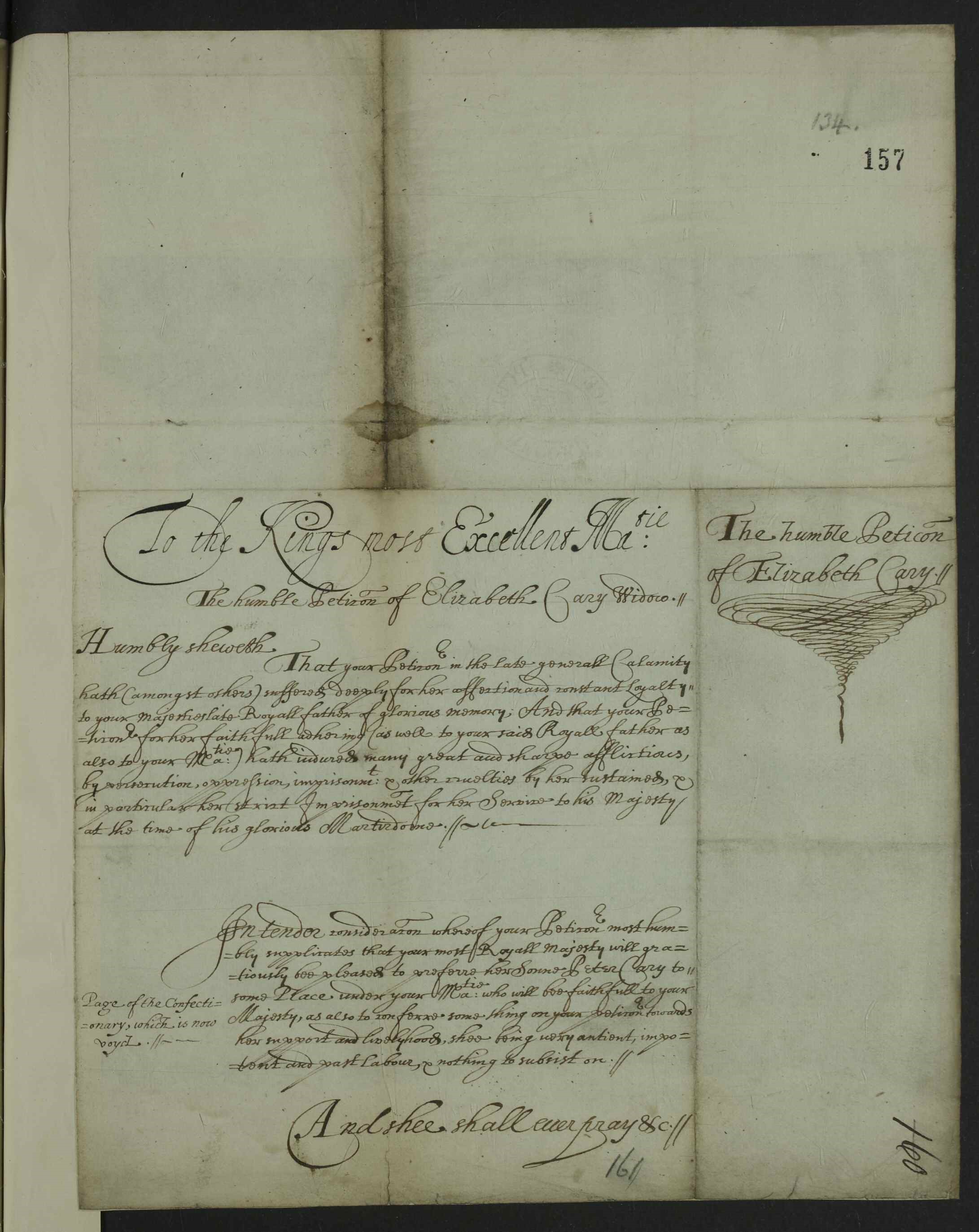 The second petition of Elizabeth Cary, residence unknown, May 1660 ...